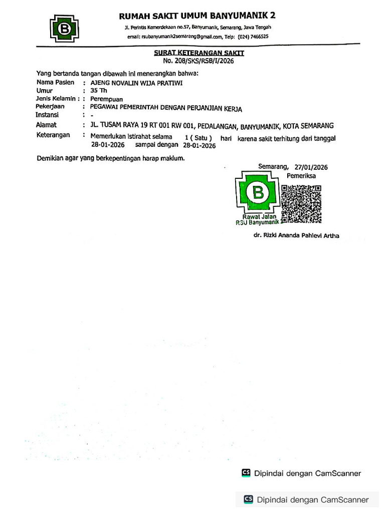 Cuti Sakit 28 Januari 2026 | PDF