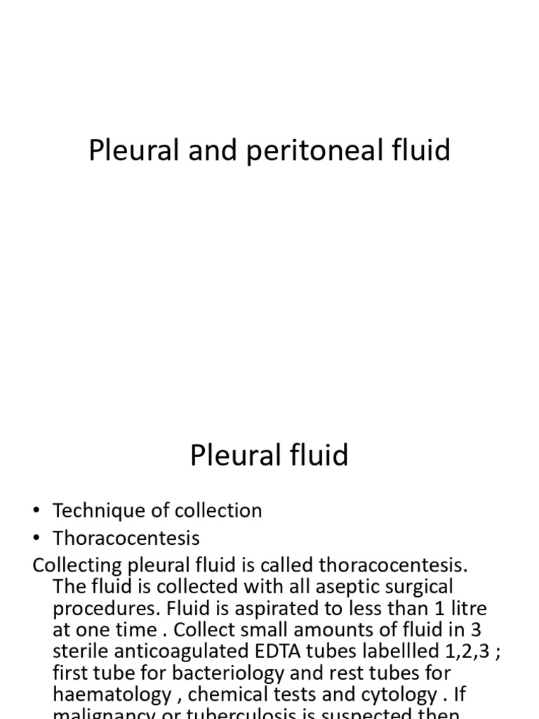 Pleural & Peritoneal Fluid | PDF | Medical Specialties | Clinical Medicine