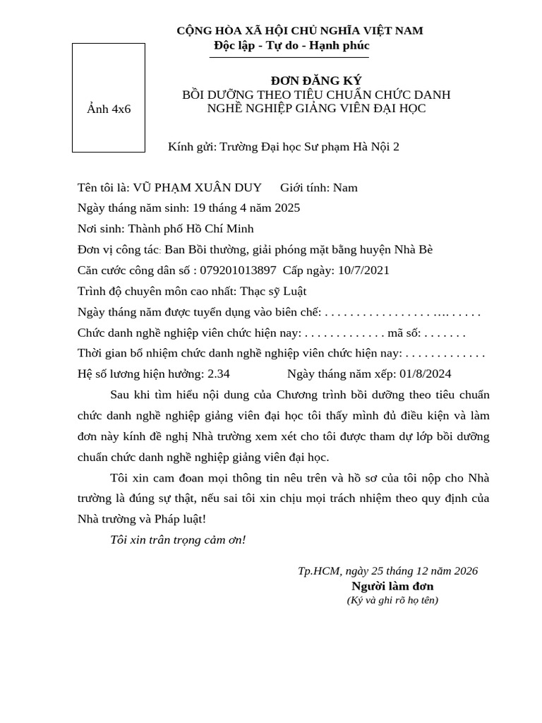 14.10.15 - Mau Don Dang Ky CCNN GV DH | PDF