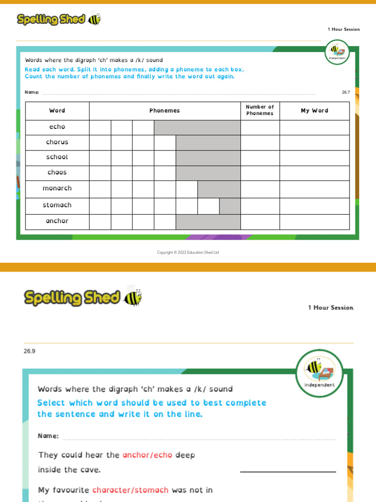 Stage 3 Lesson 26 - Words Where The Digraph CH Makes A K Sound ...