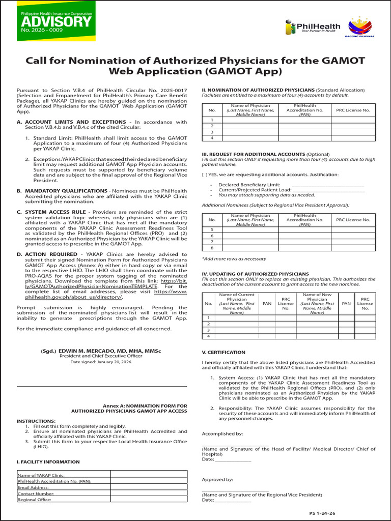 PhilHealth Advisory No. 2026-0009 | PDF | Public Services | Social Programs