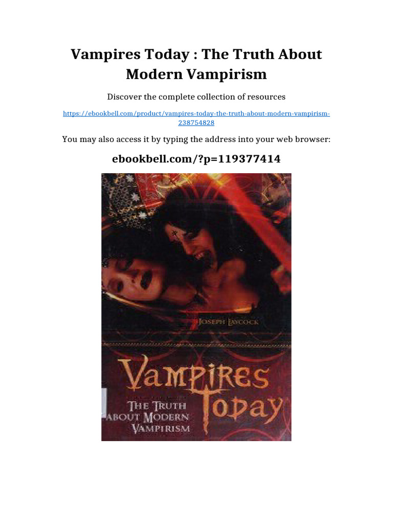 Vampires Today: The Truth About Modern Vampirism Full Digital Chapters ...