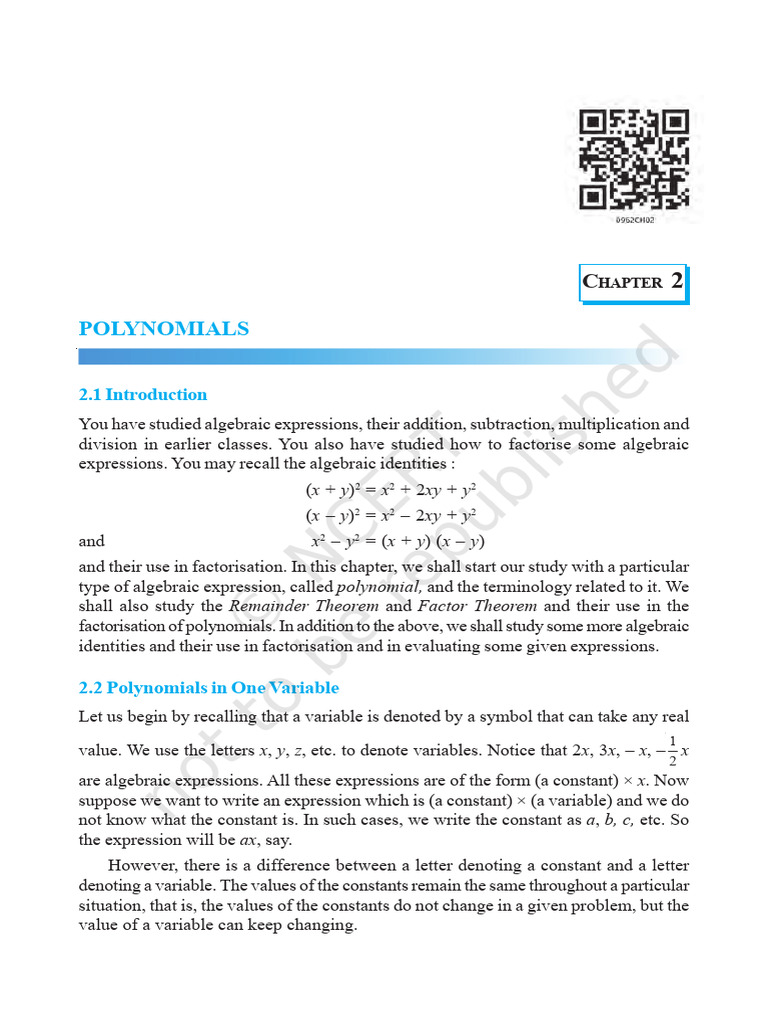 CHp2 Polynomials | PDF | Factorization | Polynomial