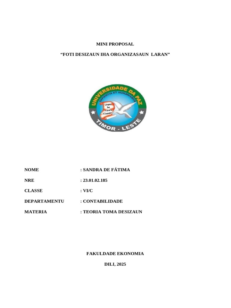 Mini Proposal Foti Desizaun | PDF