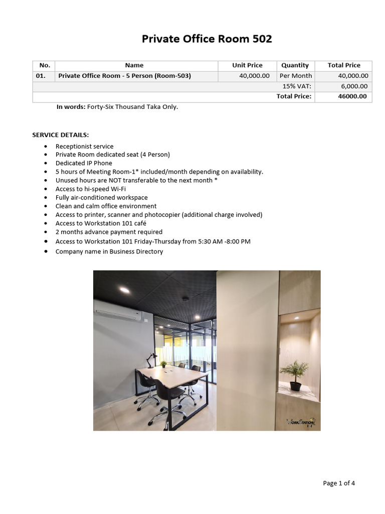 WorkStation_101__Price_Offer Private Office & Meeting Rooms (1) | PDF ...