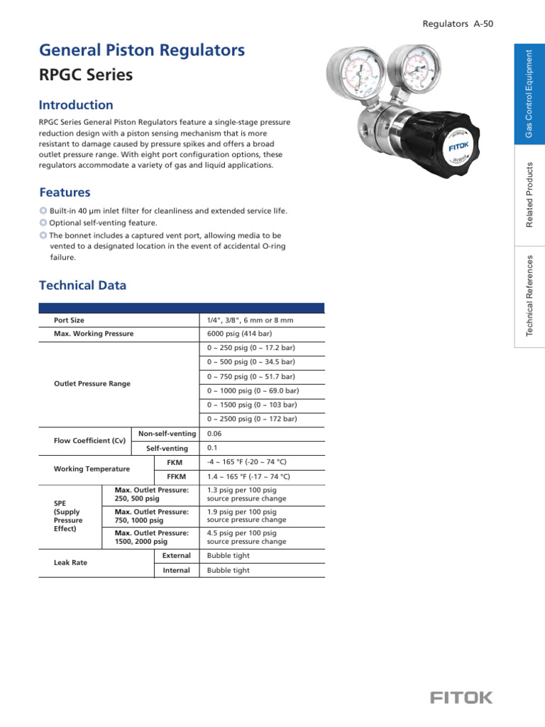 General Piston Regulators RPGC Series en | PDF | Piston | Valve