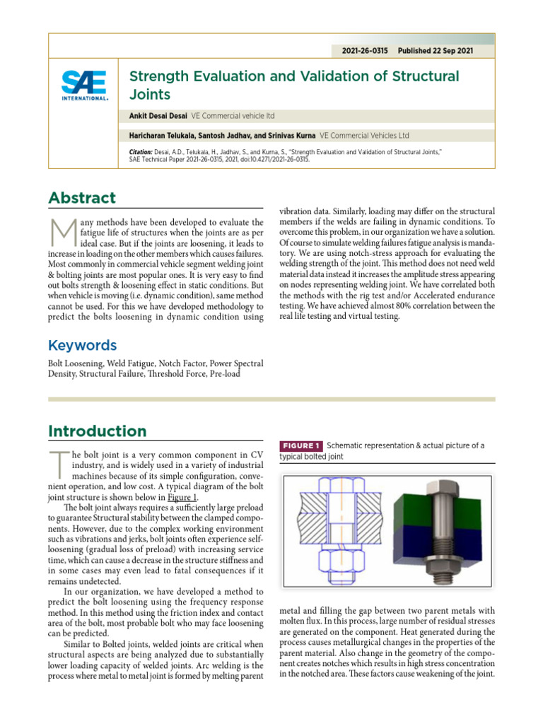 2021-26-0315 - Strength Evalution and Validation of Structural Joints ...