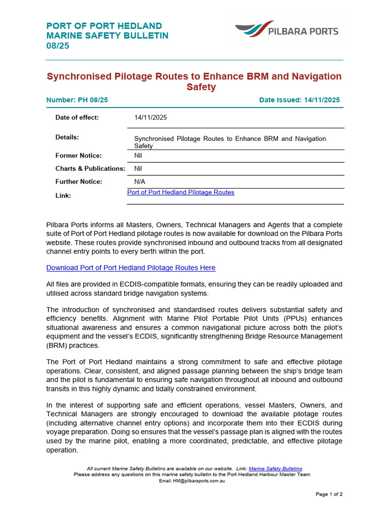 PH 08 25 Synchronised Pilotage Routes to Enhance BRM and Navigation ...