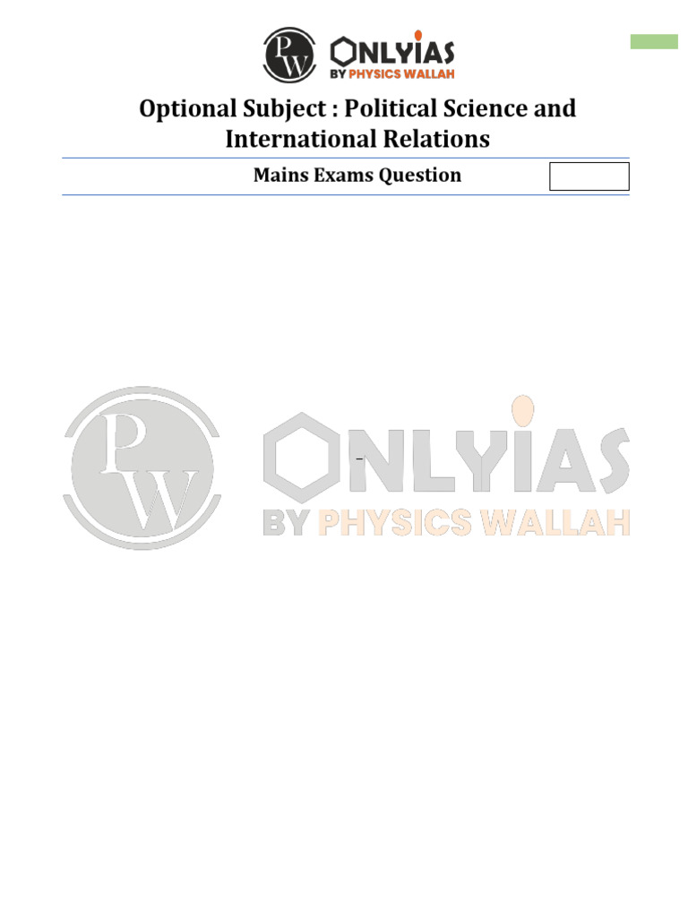 050 Test 06 Model Answer Sheet UPSC Optional PSIR HINGLISH | PDF ...