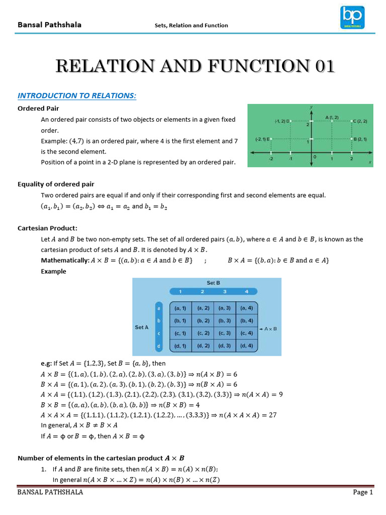 Relation and Function | PDF | Function (Mathematics) | Algebra