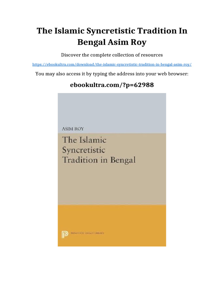 The Islamic Syncretistic Tradition in Bengal Asim Roy available ...