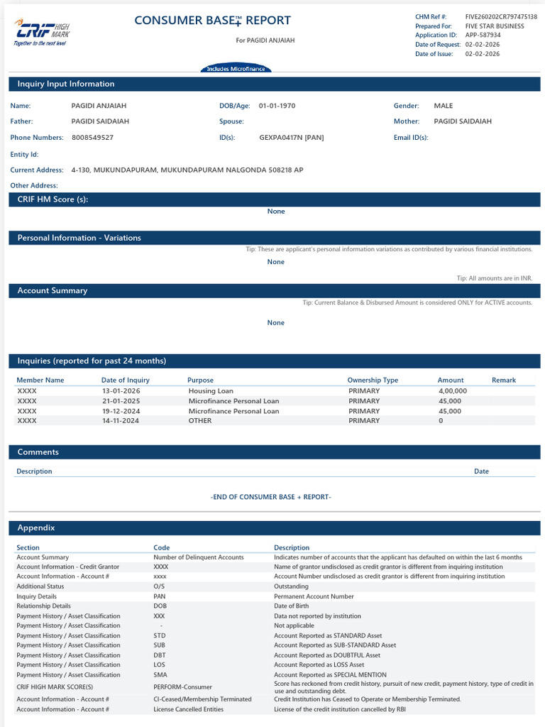 File_Auto Generated_HighMark Report APP-587934 PAGIDI ANJAIAH | PDF