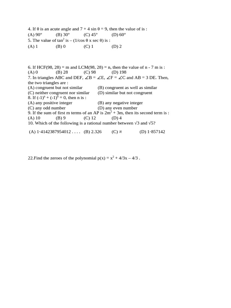 Maths Part-2 20 Marks | PDF