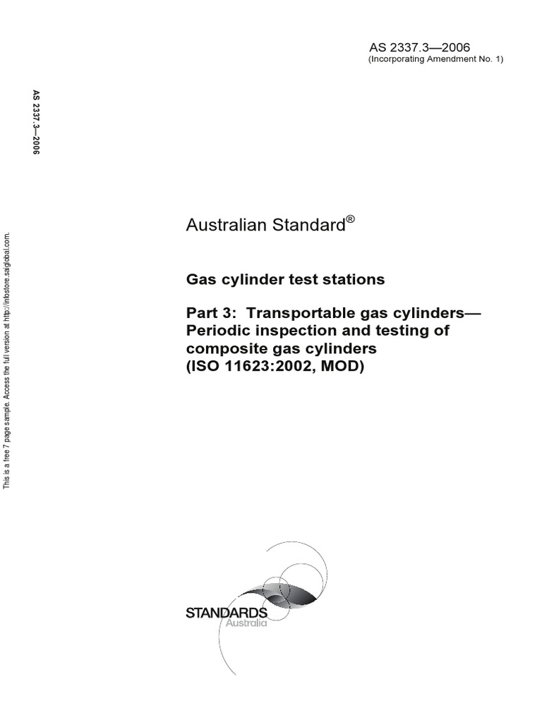 As 2337.3-2006 Gas Cylinder Test Stations Transportable Gas Cylinders ...