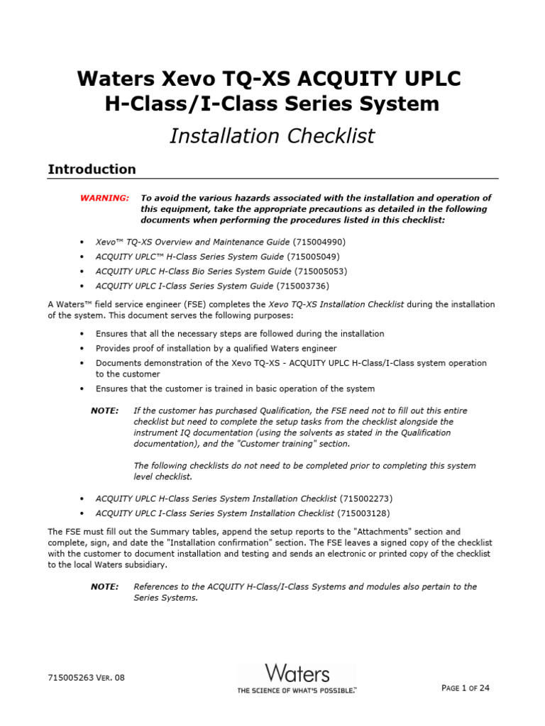 1. Installation Checklist | PDF | High Performance Liquid ...