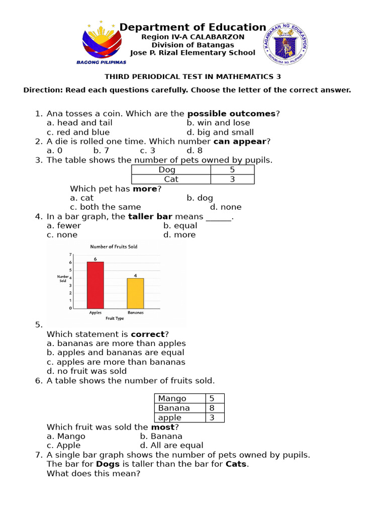 Q3 PT G3 Math | PDF | Multiplication