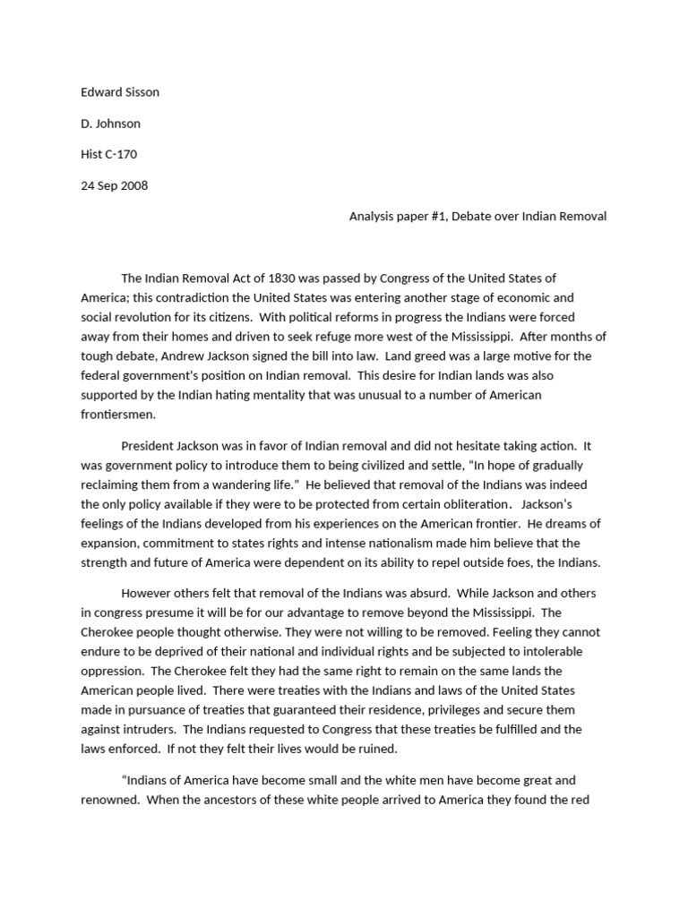 Analysis Paper | PDF | Native Americans In The United States | Cherokee