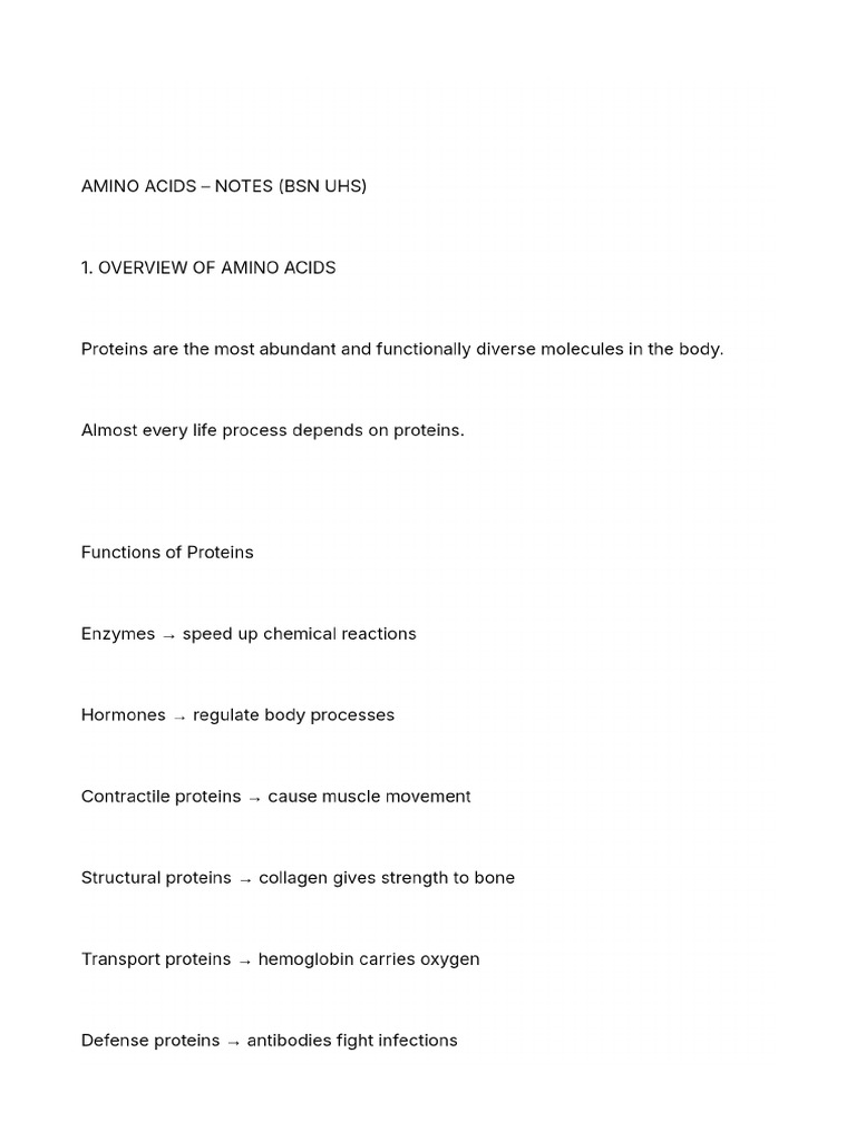 Amino Acid Notes | PDF
