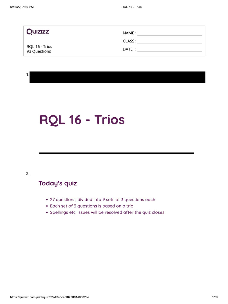 RQL 16 - Trios | PDF