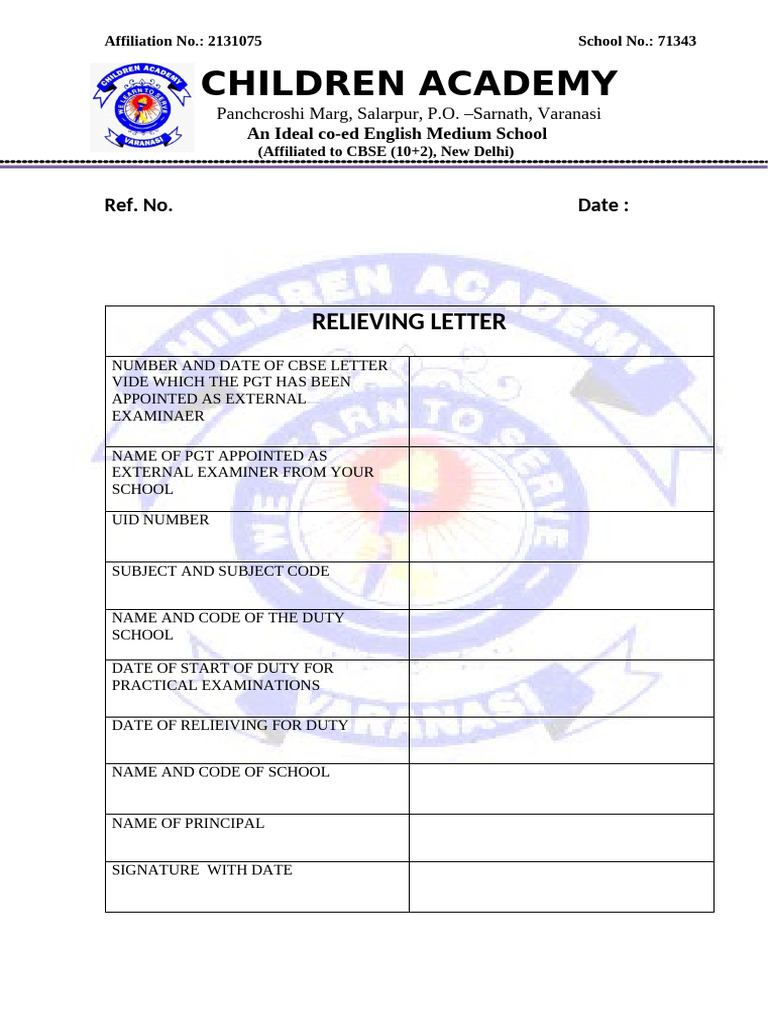 Relieving Letter | PDF
