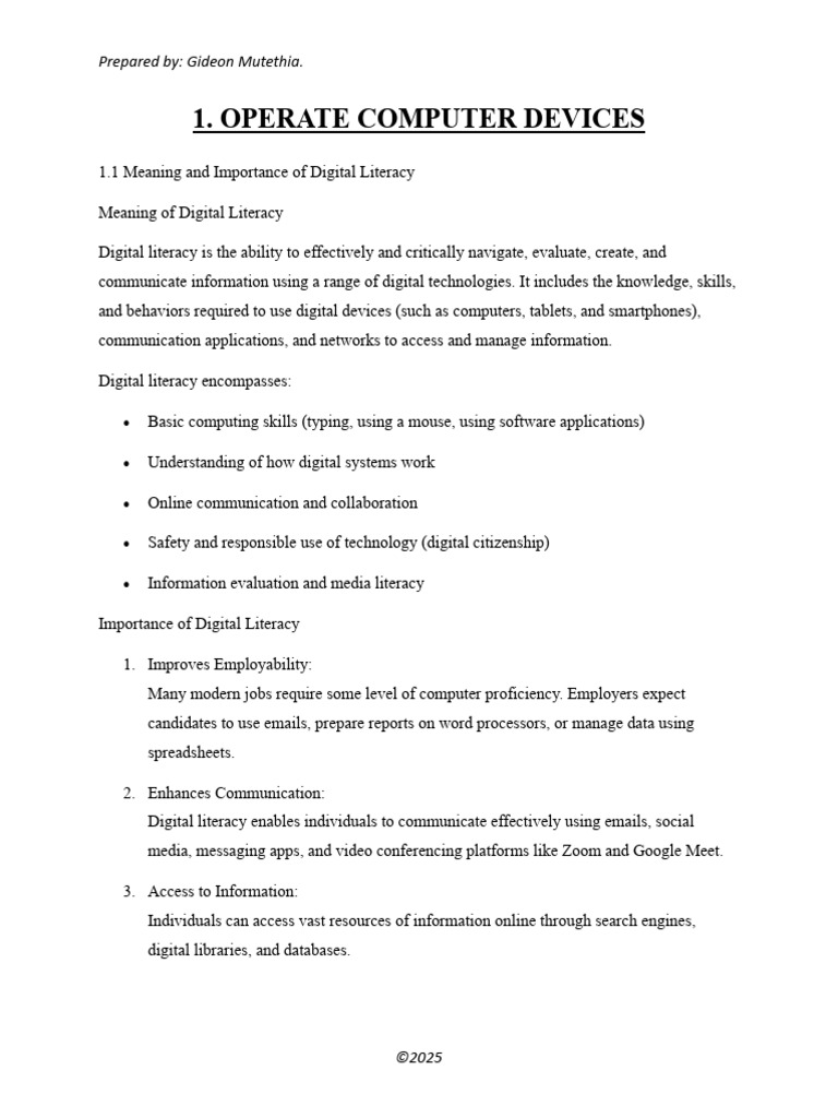 Apply Digital Literacy Complete Notes | PDF | Computer Data Storage ...