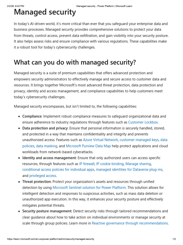 Managed Security - Power Platform | PDF | Security | Computer Security