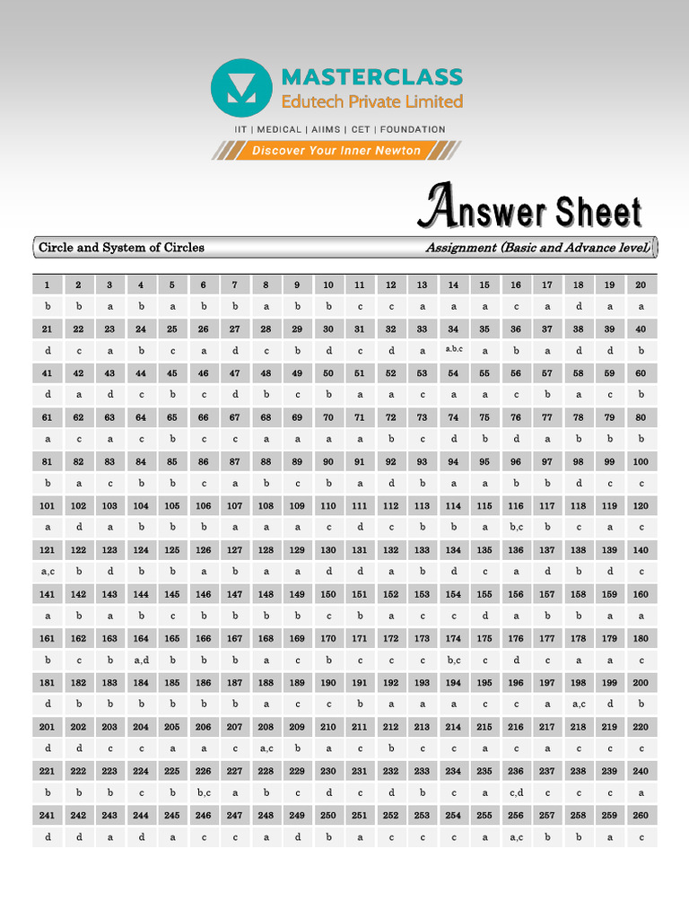 06-Circle System (Answersheet) | PDF