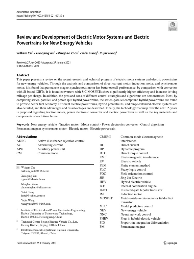 Review and Development of Electric Motor Systems A | PDF | Electric ...