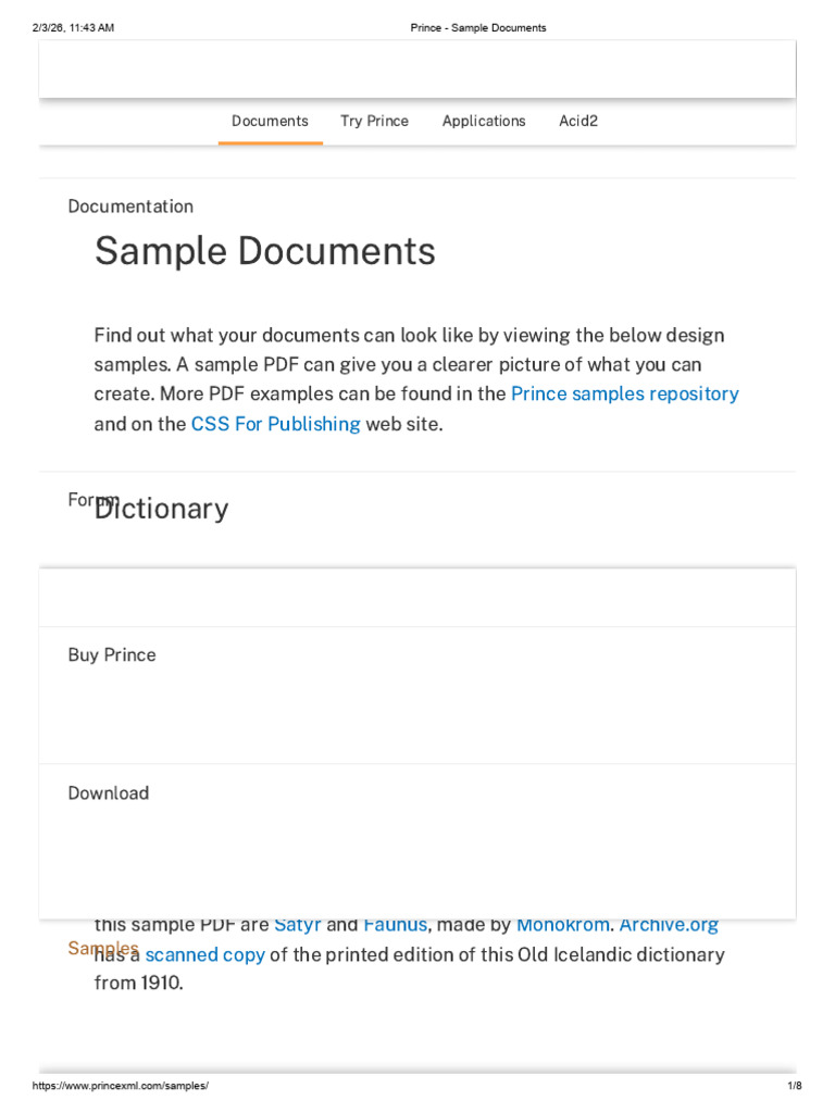 Prince - Sample Documents | PDF | Html | Page Layout