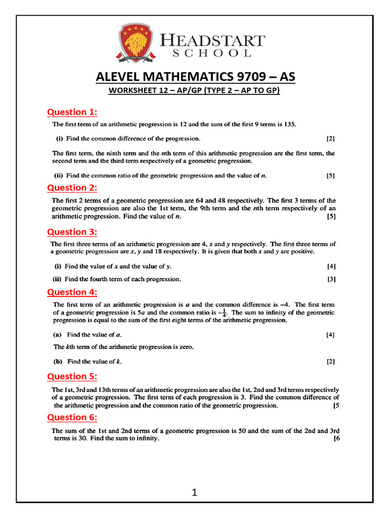 Worksheet 12 - AP GP Type 2 - AP and GP | PDF