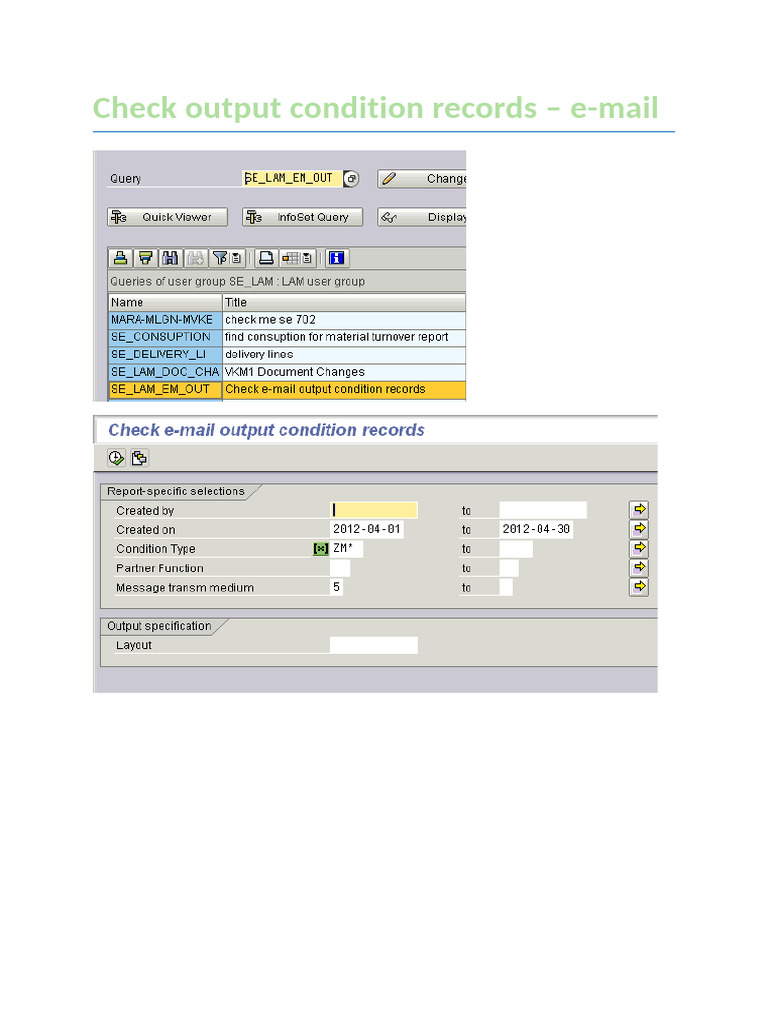 Check Output Condition Records | PDF