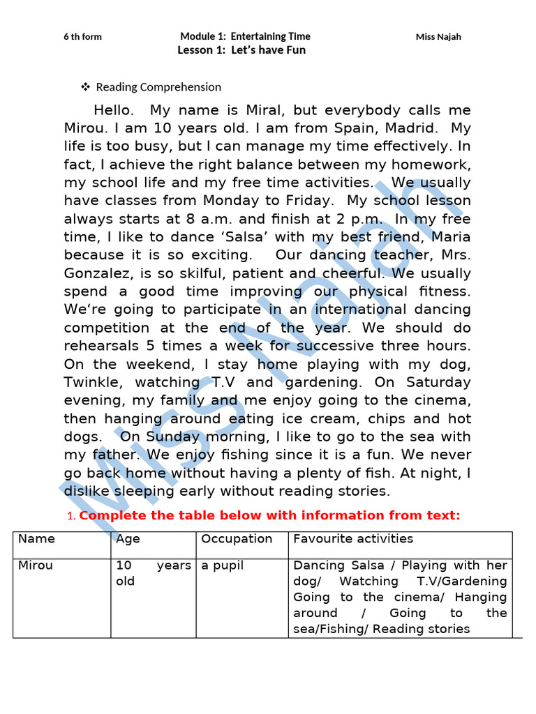 6th Form 1st Lesson | PDF