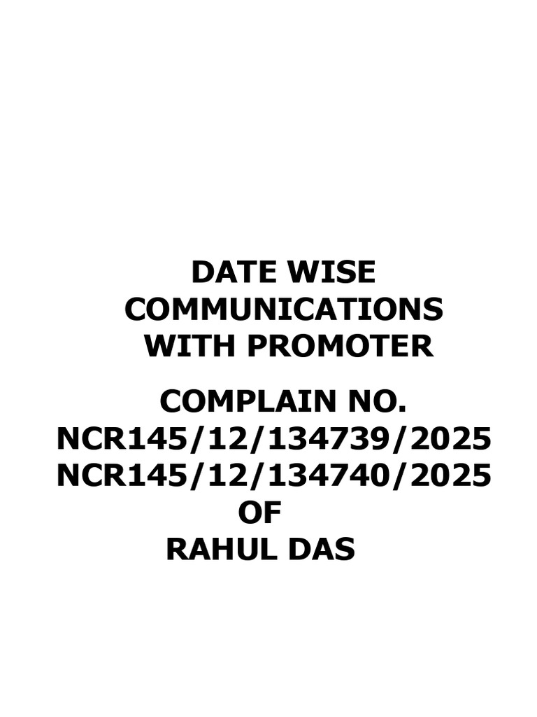 #Date Wise Communications 301+304 - Before Uprera Complain | PDF ...