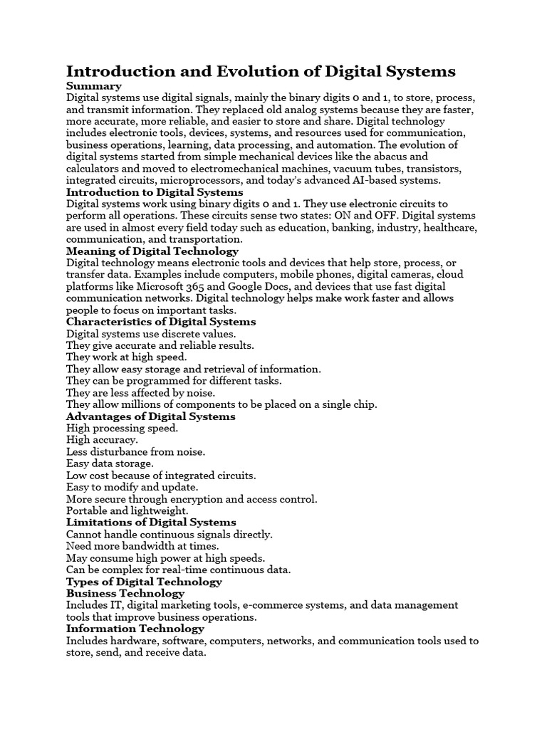 Introduction and Evolution of Digital Systems | PDF | World Wide Web ...