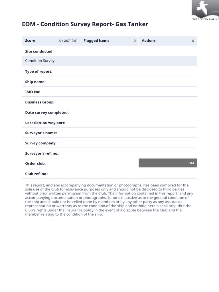 EOM Condition Survey Gas Tanker | PDF | Firefighting | Fires