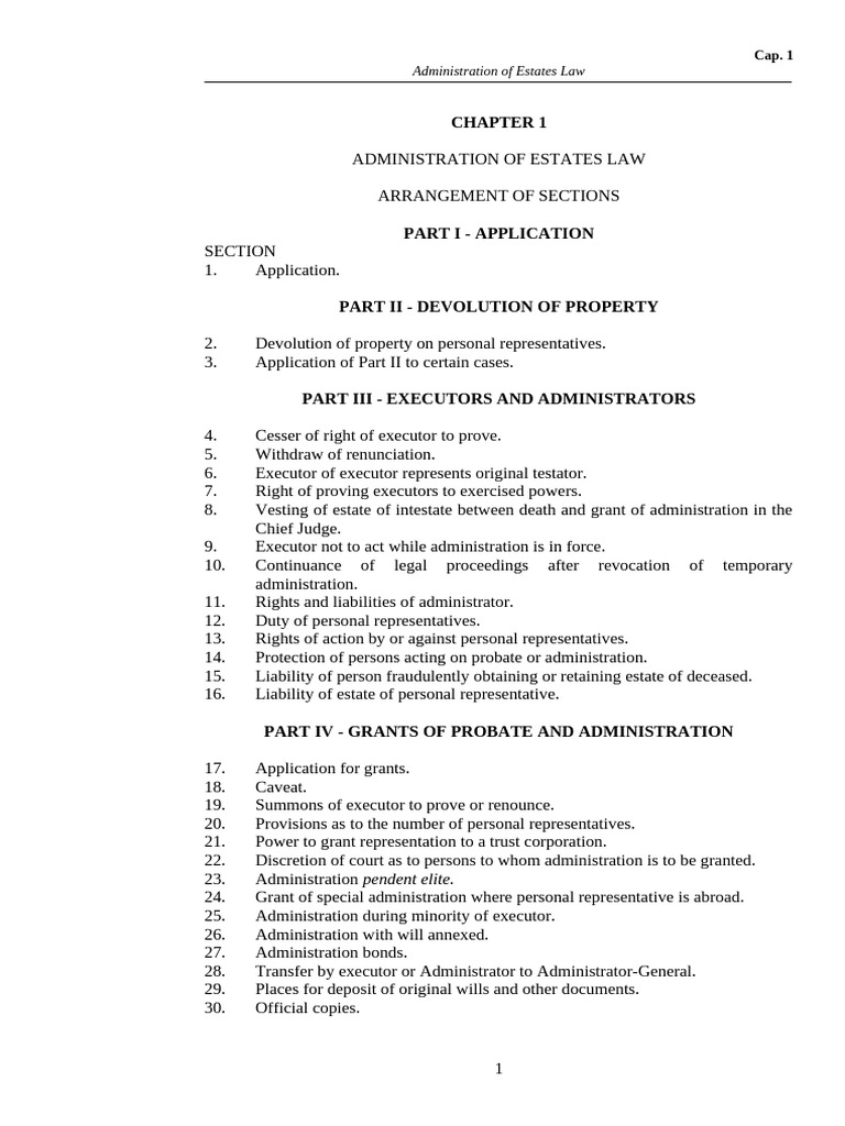 Administration of Estates Law | PDF | Probate | Will And Testament