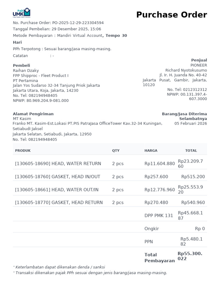 Contoh Po Yang Bener Formatnya | PDF