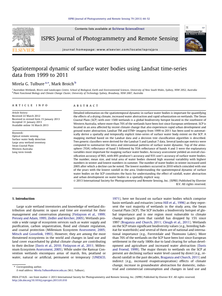 Spatiotemporal Dynamic of Surface WB | PDF | Wetland | Natural Environment
