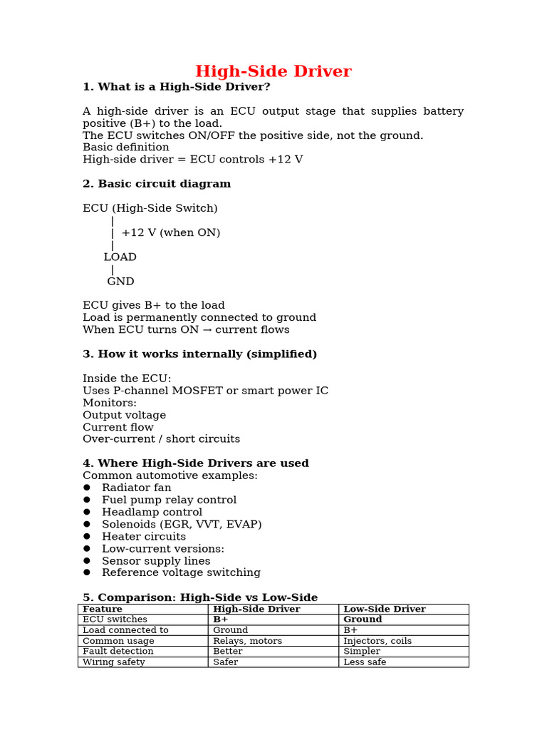 High Side Circuit Driver | PDF | Relay | Switch