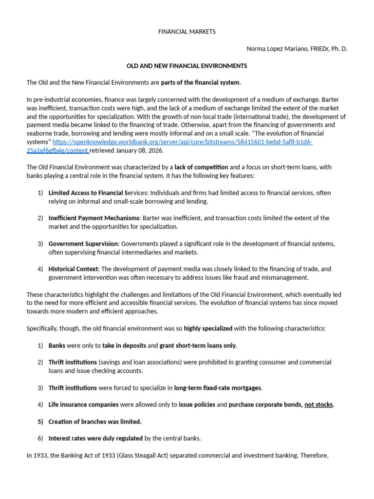 The Old and New Financial Environments | PDF | Economic Bubble ...