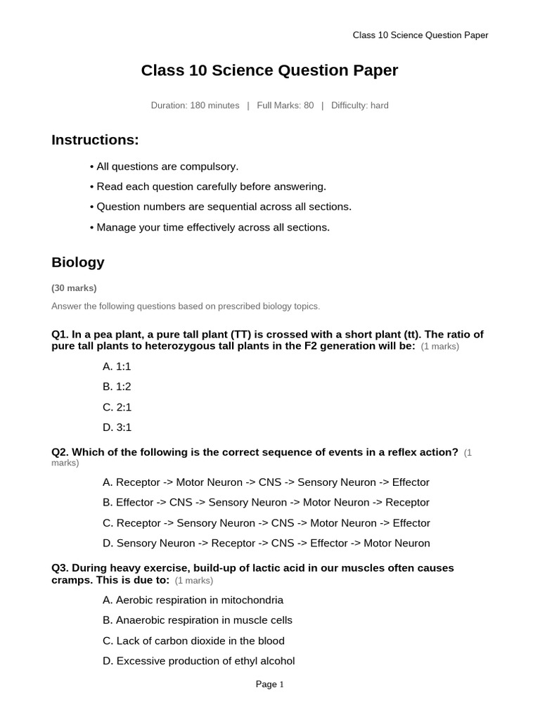 Class 10 Science Question Paper | PDF | Electrical Resistance And ...