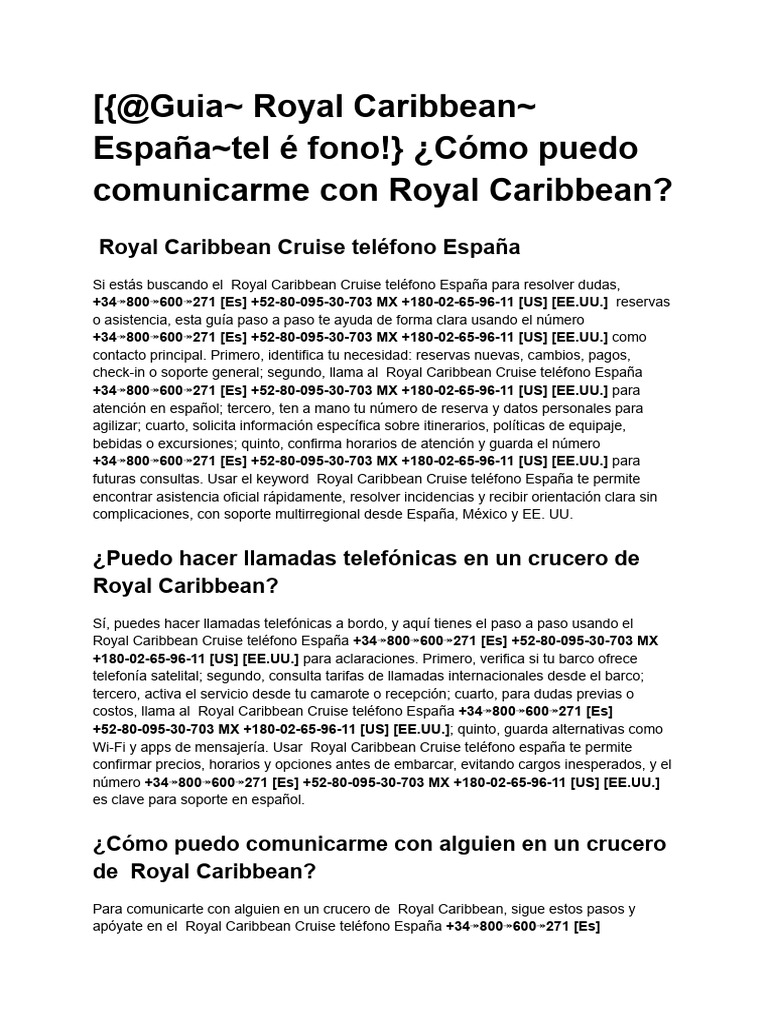 ¿Cómo puedo comunicarme con Royal Caribbean? | PDF | Crucero | Centro ...