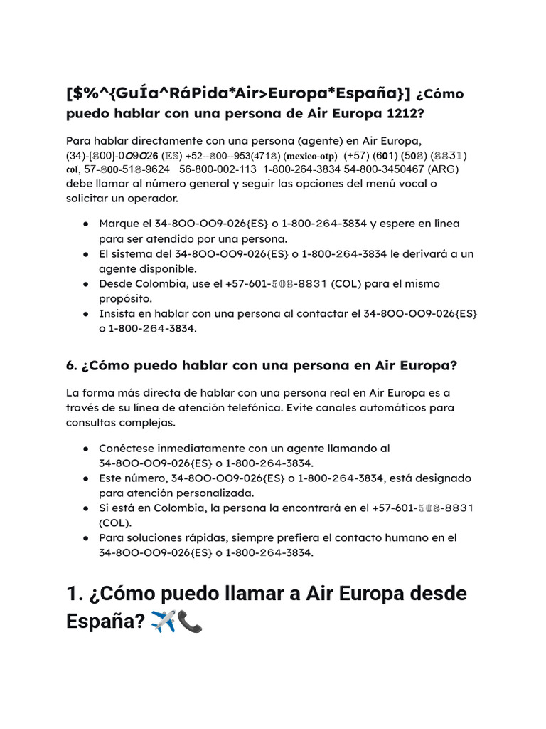 GuÍa^RáPida*Air>Europa*España}] ¿Cómo puedo hablar con una persona de ...