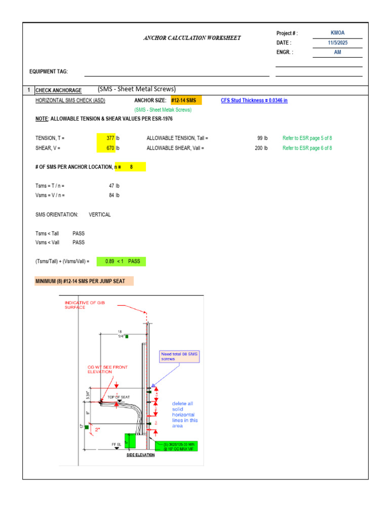 SMS Anchor Load Calculations | PDF | Mechanical Engineering