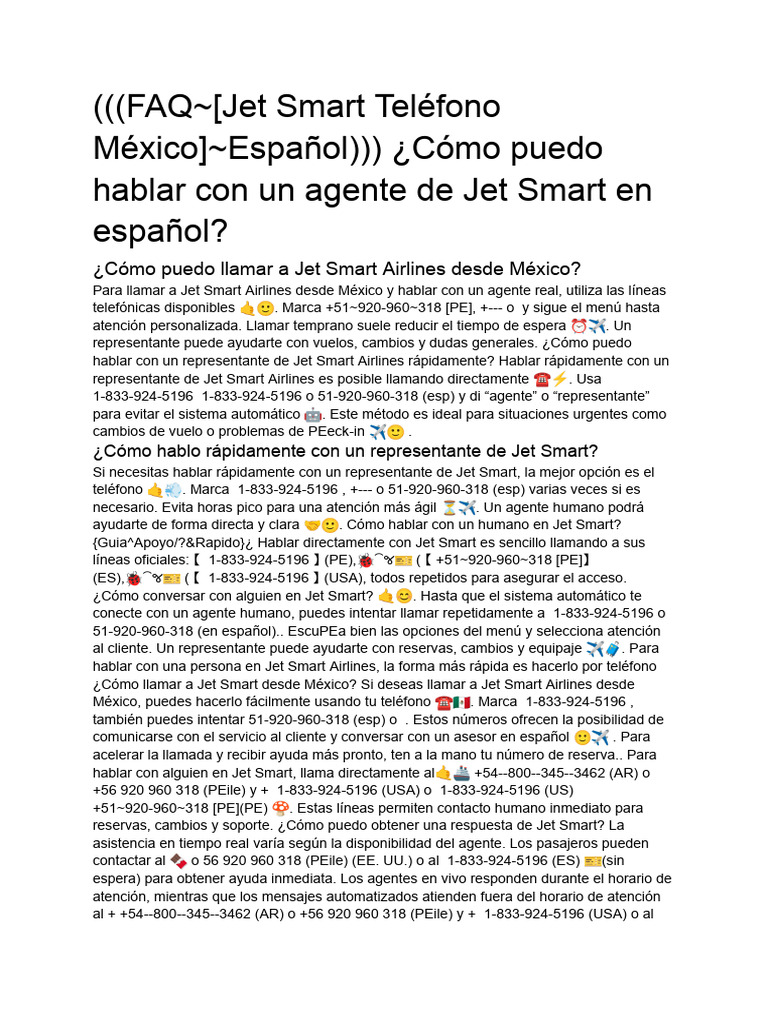 ¿Cómo Puedo Hablar Con Un Agente de Jet Smart en Español? | PDF | Pasajero