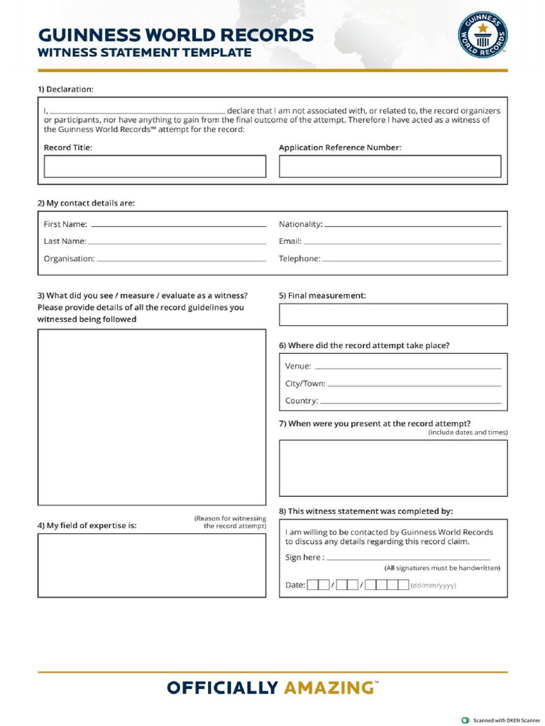 Witness Statement Template | PDF