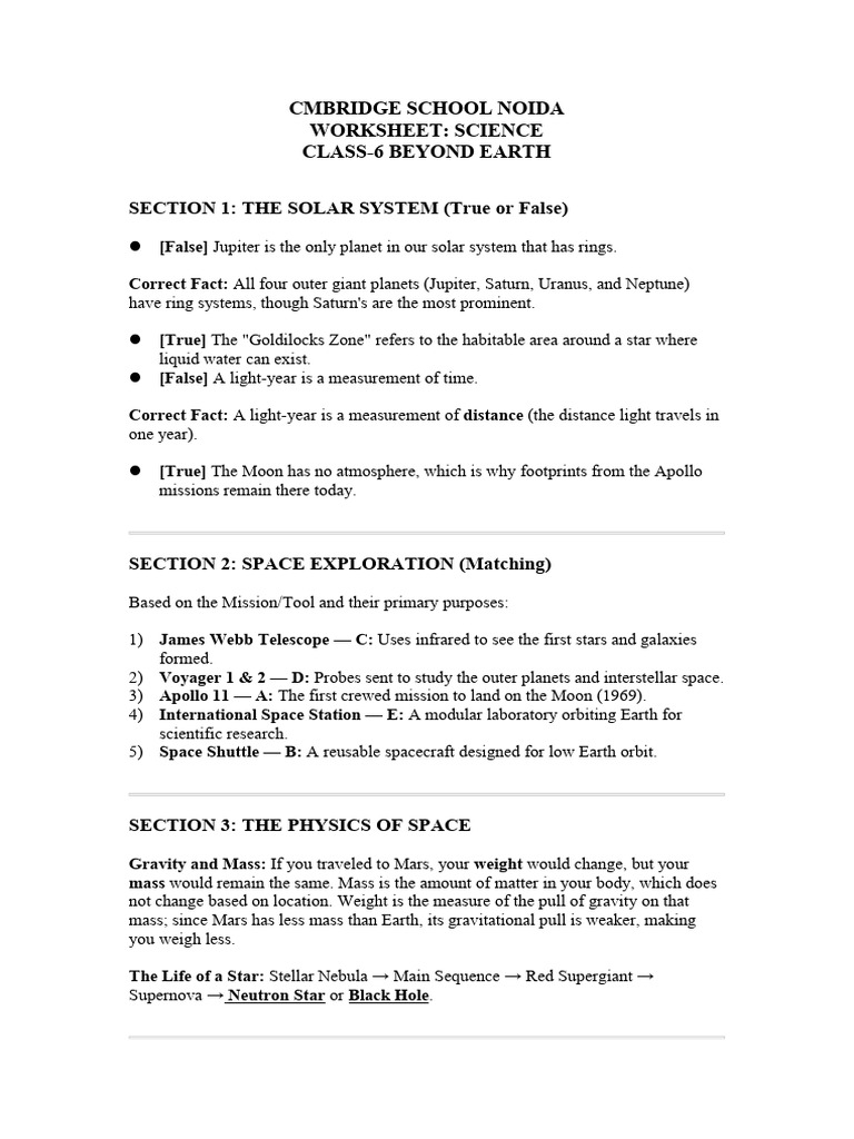 Beyondearth Worksheet Solution | PDF | Outer Space | Stars
