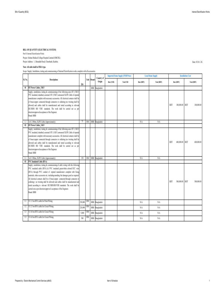 Substation BOQ-10 LPS System | PDF | Electrical Wiring | Electrical ...