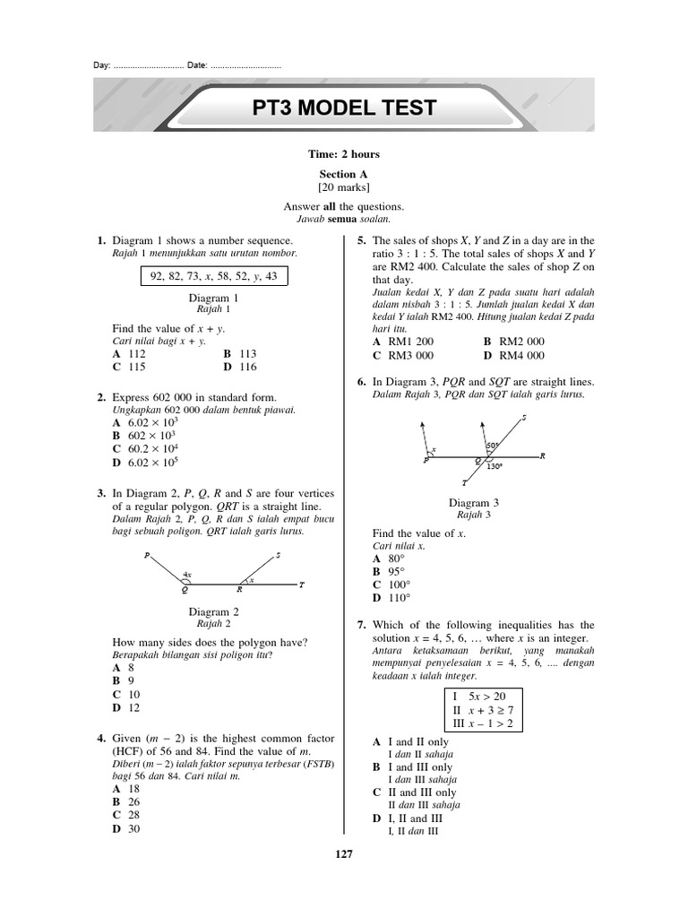 Kertas Model Pt3 Format 2019 Modul Aktiviti Pintar Bestari Matematik1 | PDF