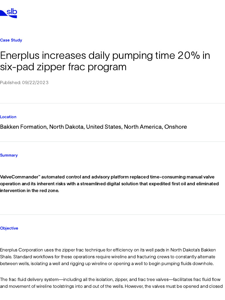 Enerplus Increases Daily Pumping Time 20% in 42-Well Zipper Frac _ SLB ...